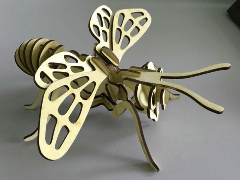 Laser Cut Insects Wooden Bee 3D Puzzle Model Kit | Vectors File