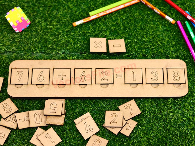 Laser Cut Interactive Math Puzzle Board Fun Learning for Kids | Vectors ...