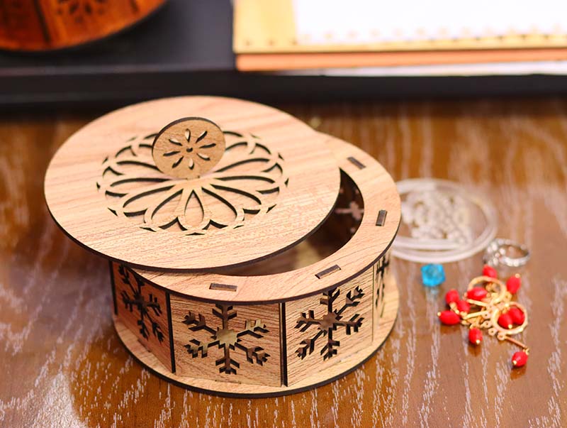 Laser Cut Jewelry Box Round Box Gift Box Christmas Box Template ...