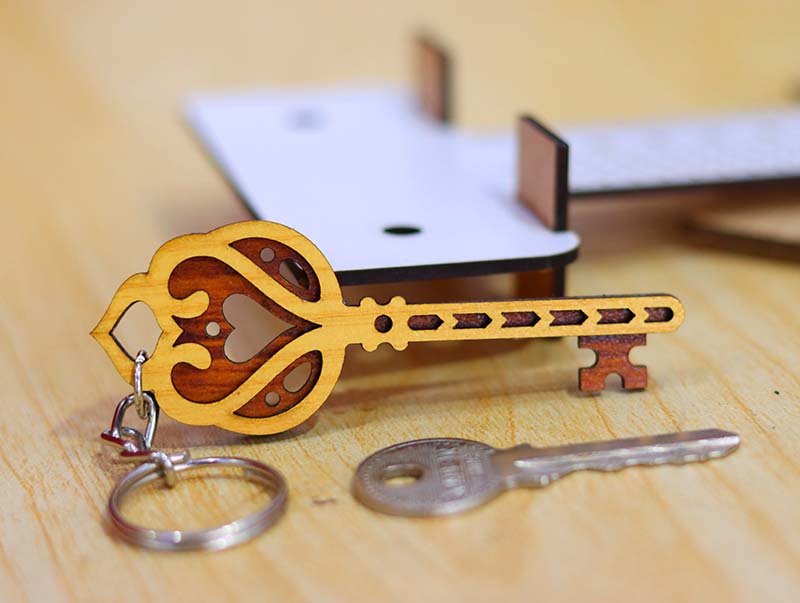 Laser Cut Layered Key Shaped Keyring Template 3mm Vector File | Vectors ...