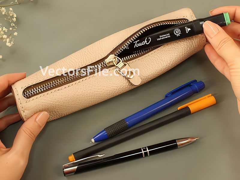 Laser Cut Leather Pen and Pencil Case Leather Pouch Template | Vectors File