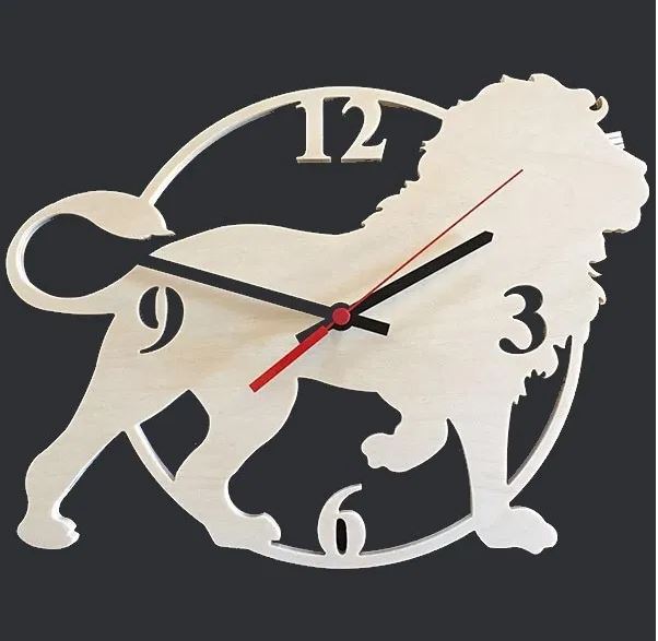 Laser Cut Lion Wooden Wall Clock Free Vector CDR File | Vectors File