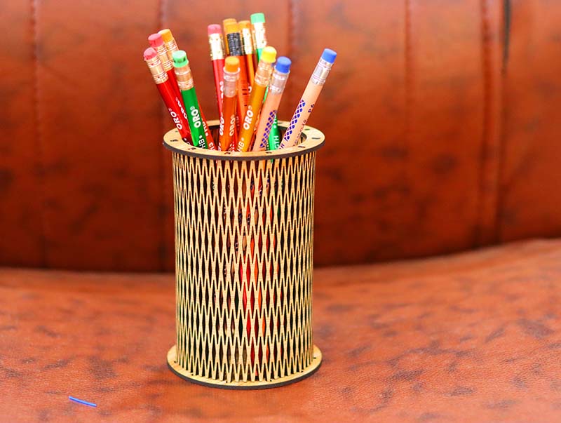 Laser Cut Living Hinge Pencil Box Pattern Pen Holder Template | Vectors ...