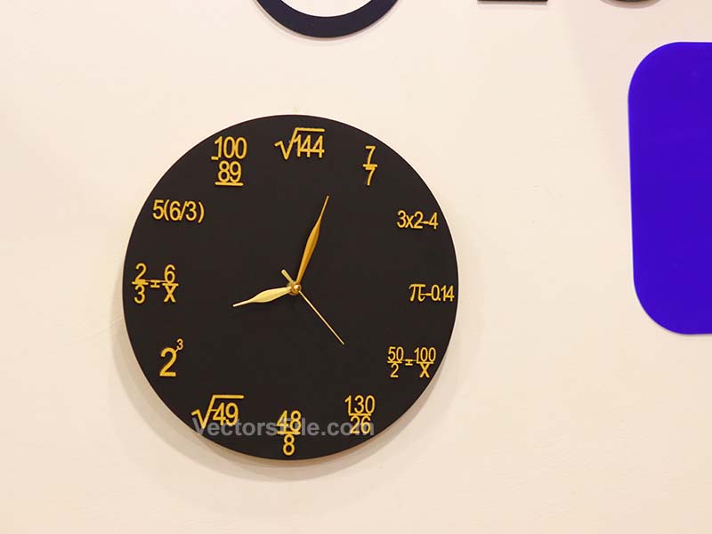 Laser Cut Mathematical Equations Wall Clock Design | Vectors File