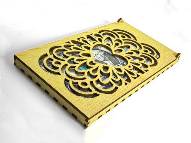Laser Cut Money Box Template Wooden Gift Box Idea | Vectors File