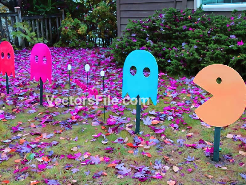 Laser Cut Pac Man Yard Decoration Idea | Vectors File