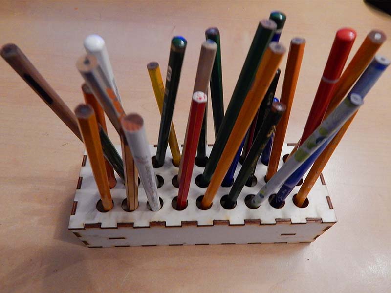 Laser Cut Pen Holder 27 Pencil Organizer Wooden Stand | Vectors File