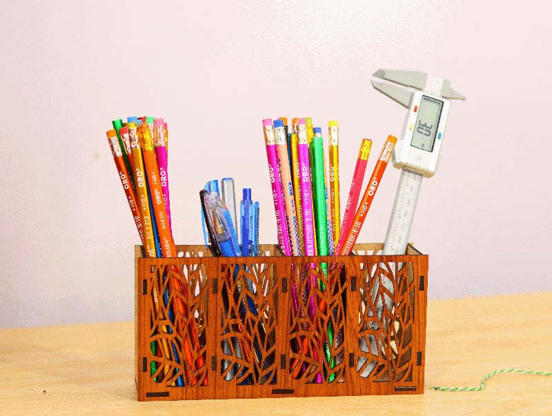 Laser Cut Pen Holder Stand Wooden Pencil Box Template Vector File ...