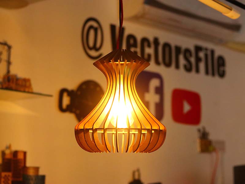 Laser Cut Pendant Lamp Wooden Hanging Lamp Design | Vectors File