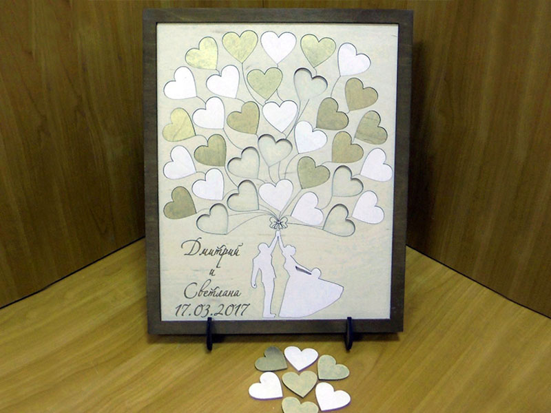 Laser Cut Personalized 3D Wedding Guest Book Frame Design Tree with ...