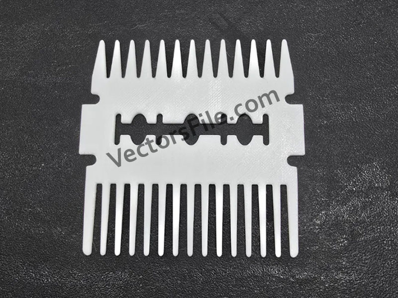 Laser Cut Razor Blade Dual Sided Wooden Comb Template | Vectors File