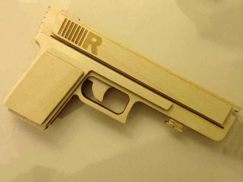 Laser Cut Rubber Band Gun Model Wooden Pistol Vector File | Vectors File