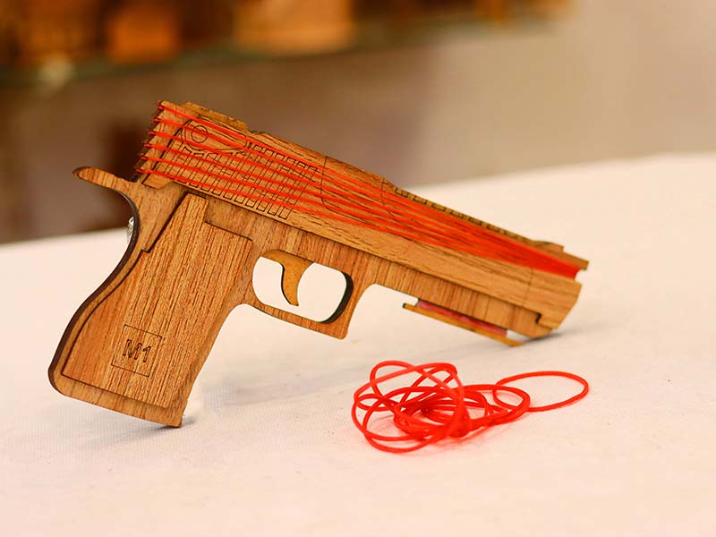 Laser Cut Rubber Band Gun Semi Automatic Toy Gun Model | Vectors File
