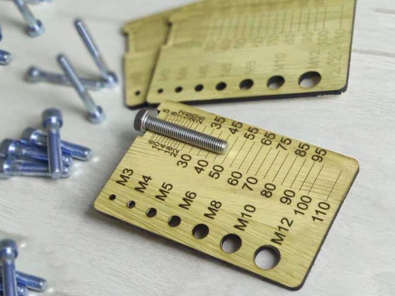 Laser Cut Screw Length and Size Measurement Gauge Template | Vectors File