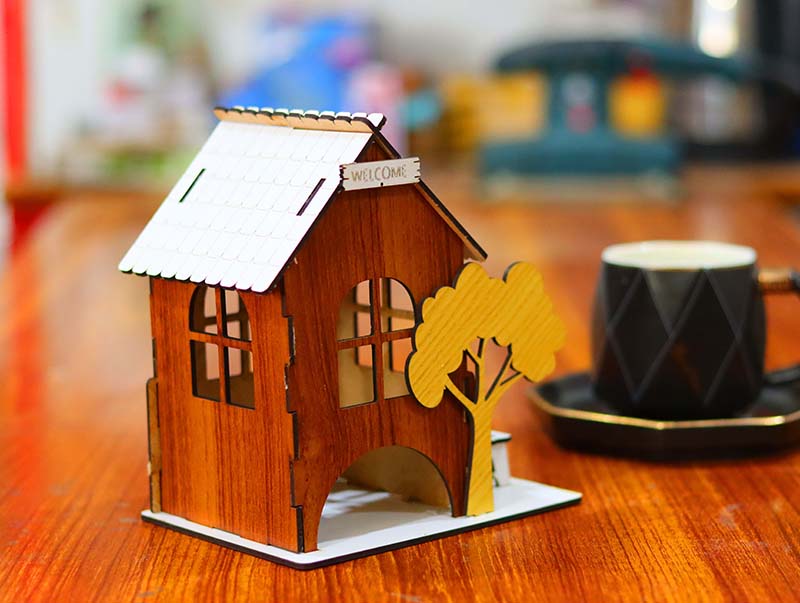 Laser Cut Tea Bag House with Bench Tea Bag Dispenser Vector File ...