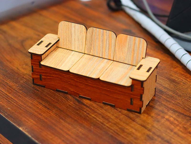 Laser Cut Three Seater Miniature Sofa Dollhouse Furniture 3mm Vector ...