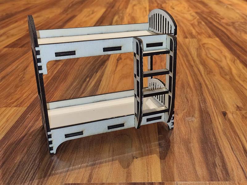 Laser Cut Toy Bunk Bed Dollhouse Miniature Furniture Template Vector ...