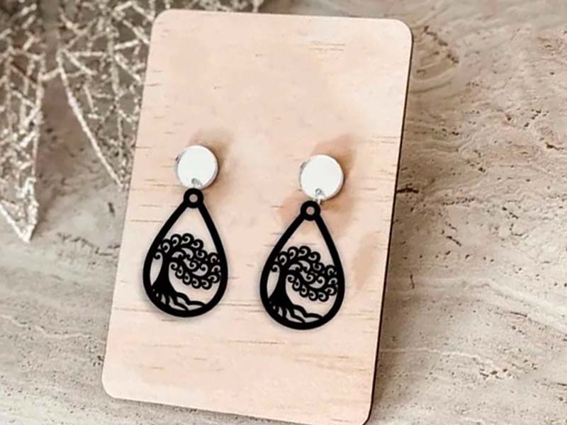 Laser cut Tree Earring Template Jewelry Design Vector File | Vectors File