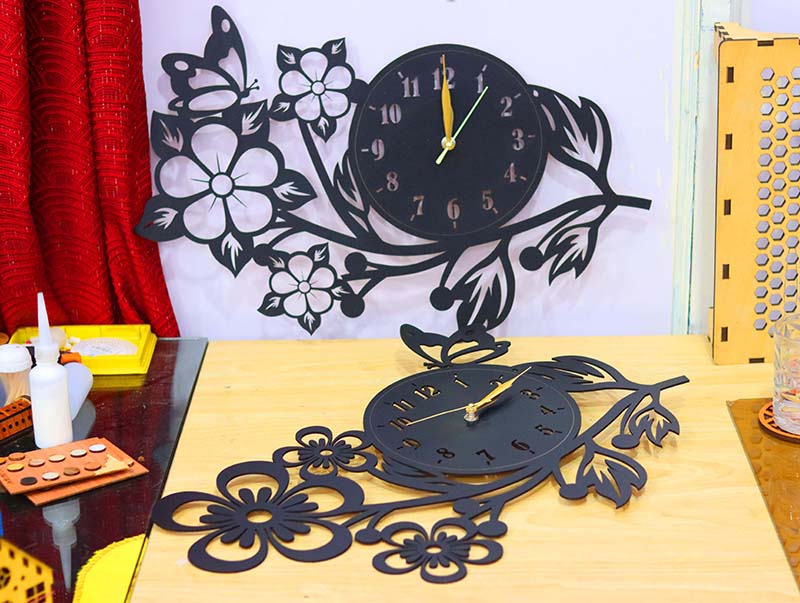 Laser Cut Wall Clock Design Flower Shape Clock Template | Vectors File