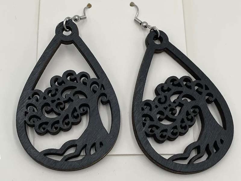 Laser Cut Wood Earring Tree Earrings Template Vector File | Vectors File
