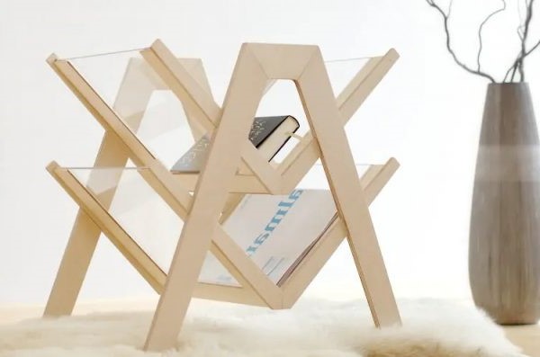 Laser Cut Wooden and Acrylic Magazine Rack Wooden Modern Table Vector ...