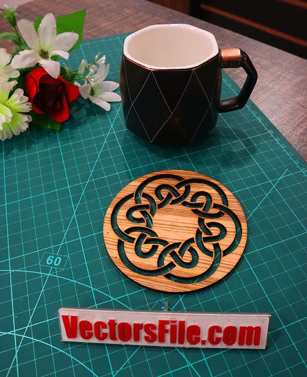 Laser Cut Wooden Coaster Design Round Coaster Template CDR And SVG File 