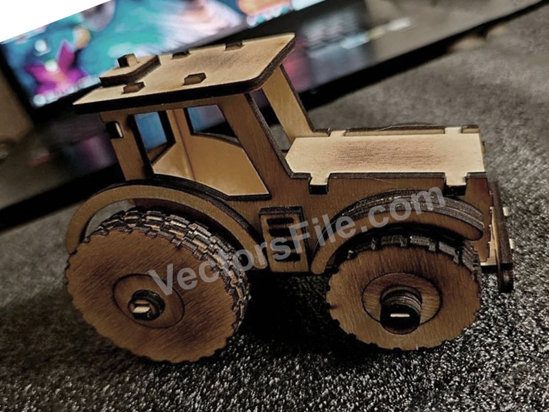 Laser Cut Wooden Tractor 3D Puzzle Toy Model Kit | Vectors File