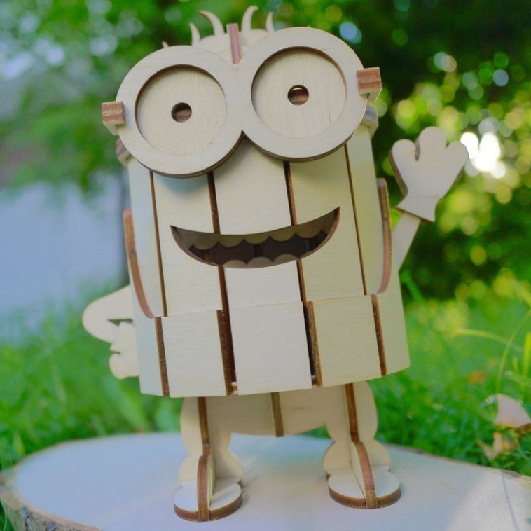 Minions Laser Cut 3D Puzzle Laser Cut Template DXF File Free Download 