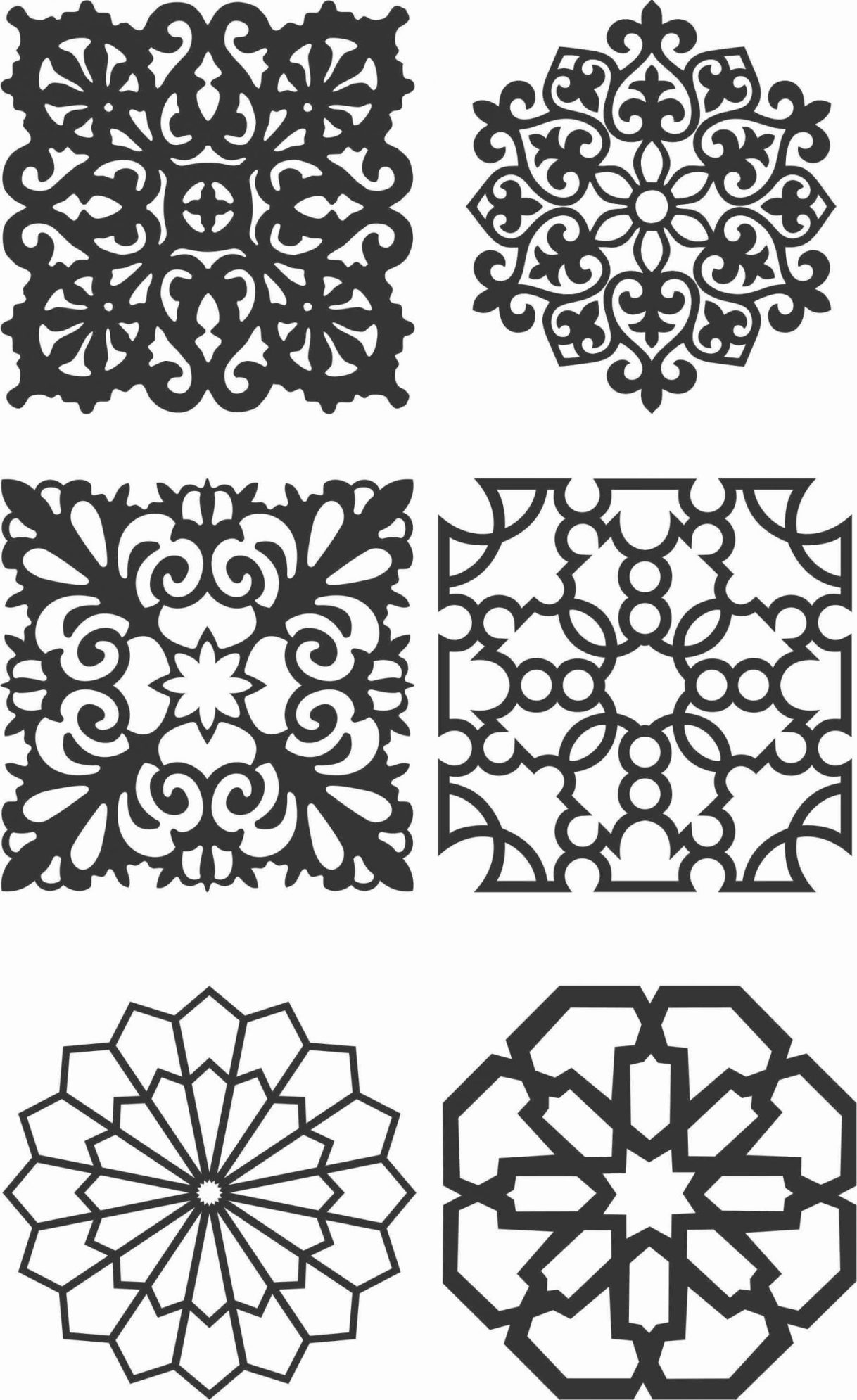 Pack of Motif Decorative Panel Room Divider Screen DXF File | Vectors File